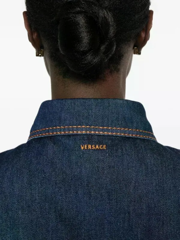 Versace Embroidered Denim Mini Dress