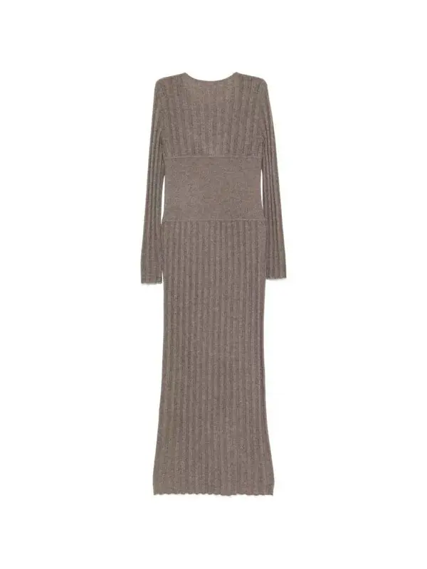 LISA YANG Ribbed-knit Long-sleeve Maxi Dress - Brown