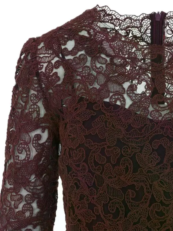 Ermanno Scervino Lace Overlay Long Sleeve Mini Dress