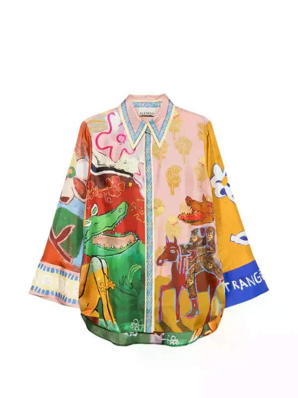 ALEMAIS Graphic-print Silk Shirt