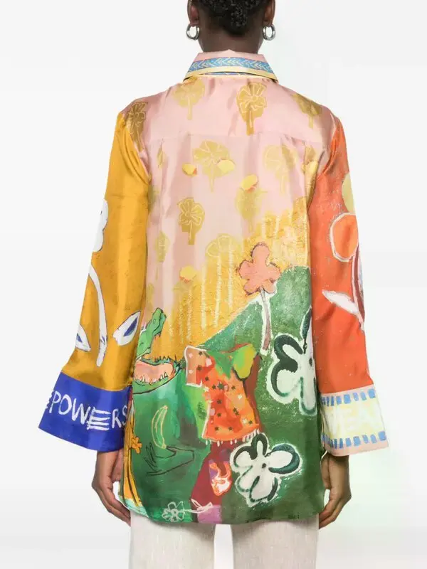 ALEMAIS Graphic-print Silk Shirt