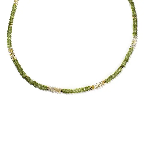 Rachel Nathan Green / Yellow Mini Beaded: Peridot & Citrine Necklace - Green/yellow