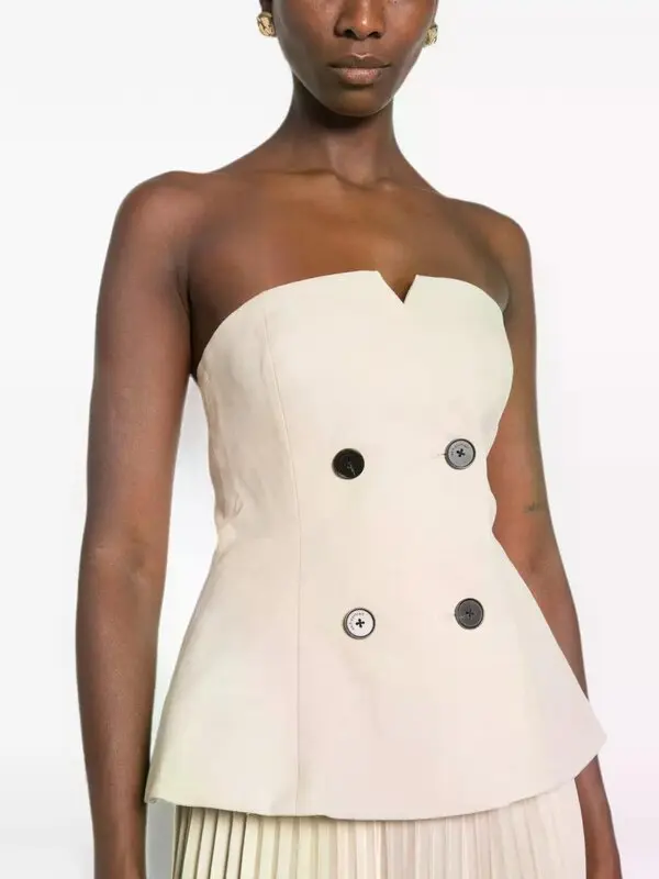 SELF-PORTRAIT Double-breasted Pleated Midi Dress