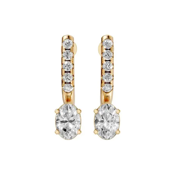 AYA FINE JEWELRY 14k Gold Oval Lab Grown Diamond Drop Hoop Earrings - Yellow