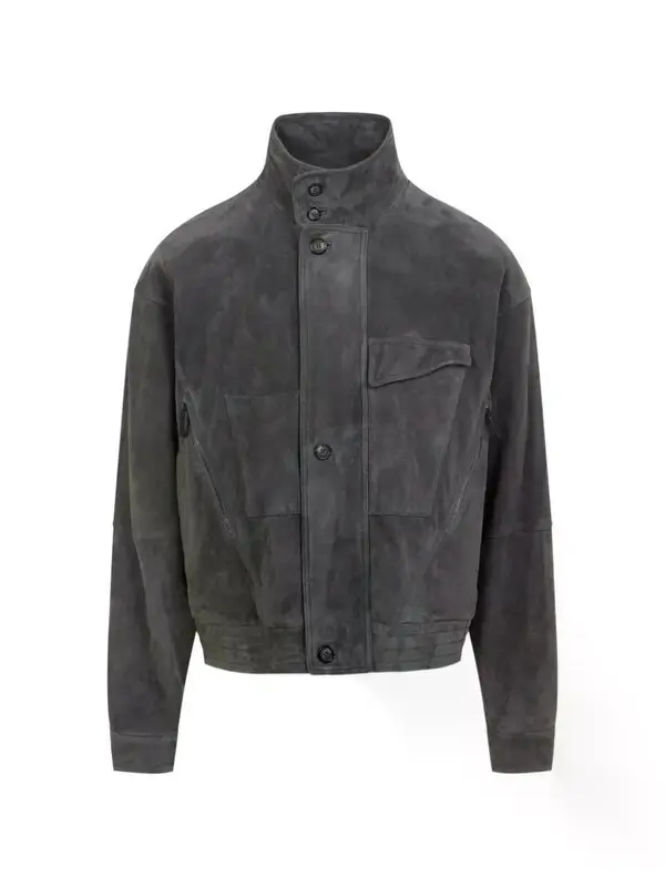Giorgio Armani Suede-finish Button-up Leather Jacket