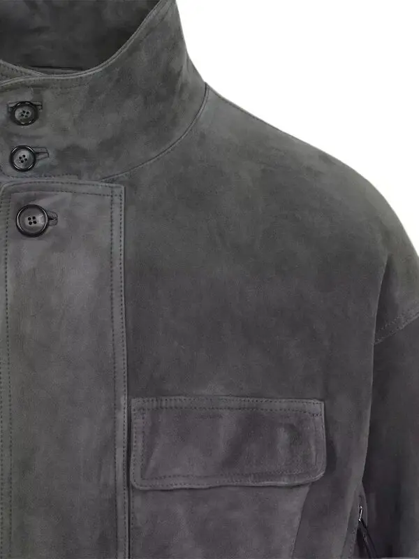 Giorgio Armani Suede-finish Button-up Leather Jacket