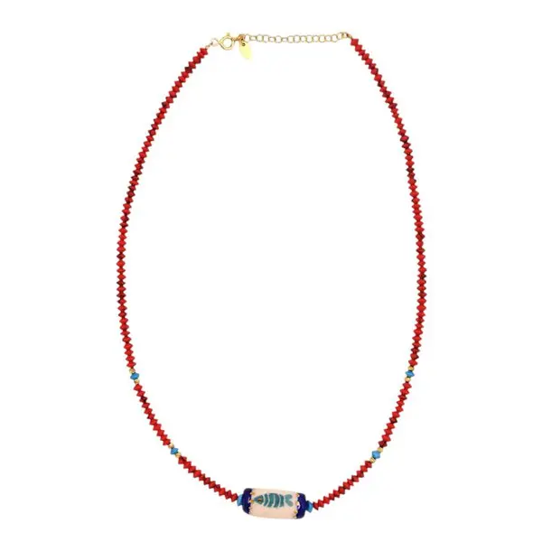 1610ISTANBUL Santorini Coral Necklace