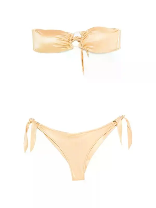 PIN-UP STARS Ring Detail Side-tie Bikini - Neutrals