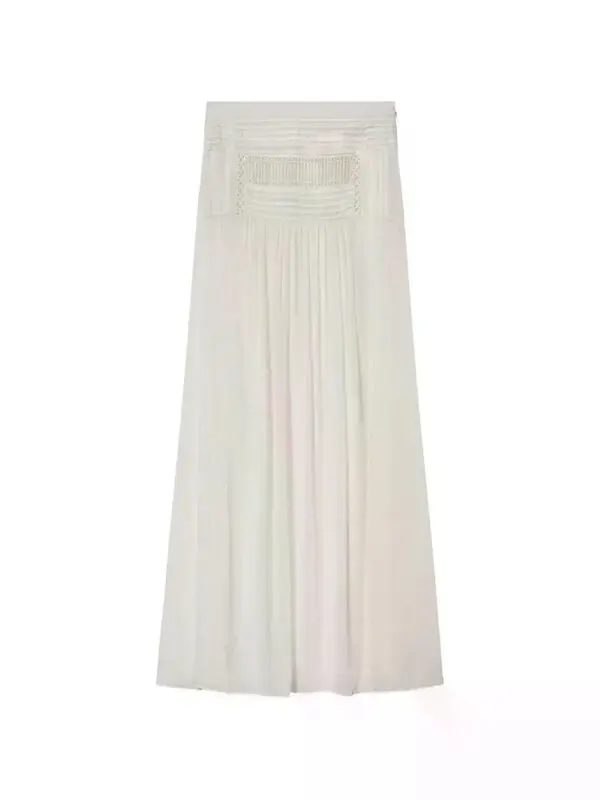 MARANT ETOILE Pylka Crochet-embroidered Pleated Maxi Skirt - White