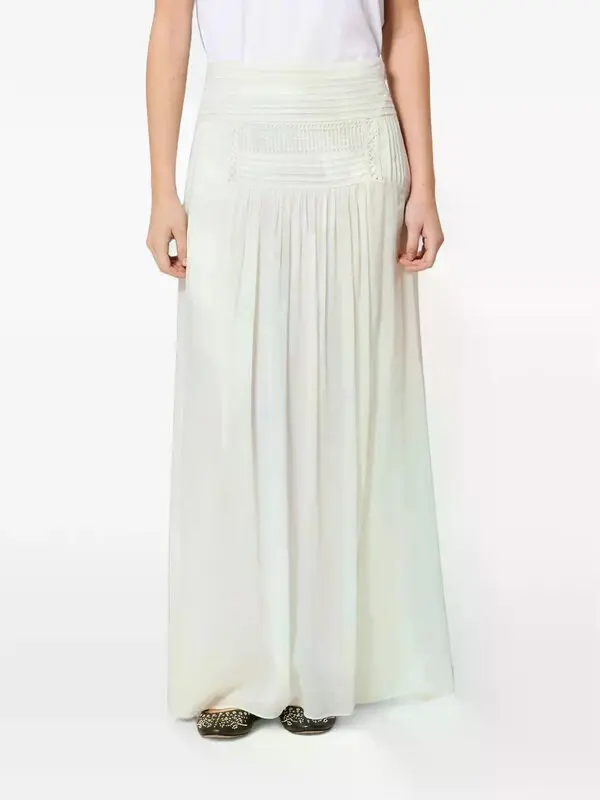 MARANT ETOILE Pylka Crochet-embroidered Pleated Maxi Skirt - White