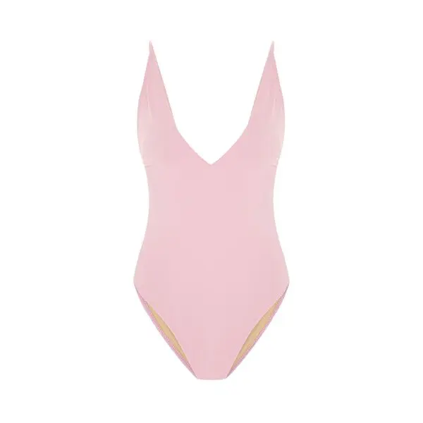 PCFG The Solar Reflections Low Back V-neck Swimsuit - Pink