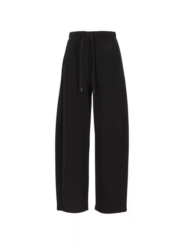Max Mara Logo-embroidered Drawstring Track Pants - Black
