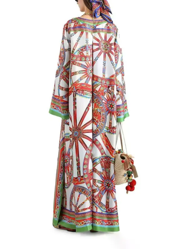 Dolce & Gabbana Carretto-print Long Sleeve Kaftan Dress
