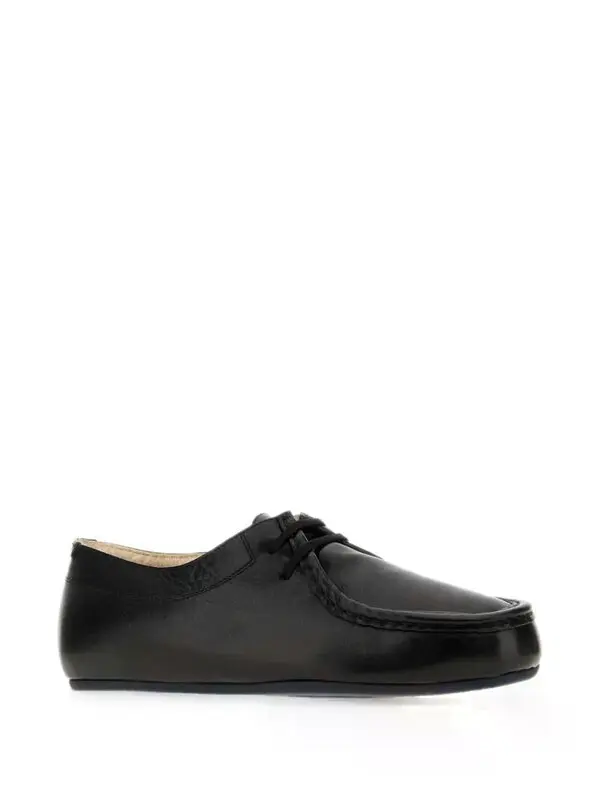JIL SANDER Hood Lace-up Leather Loafers With Shearling Lining