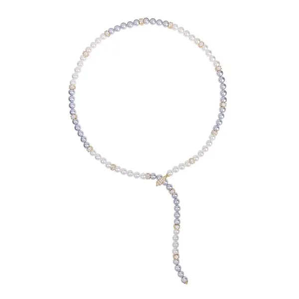 Arte Madrid Two-tone Pearl And Cubic Zirconia Necklace - Grey