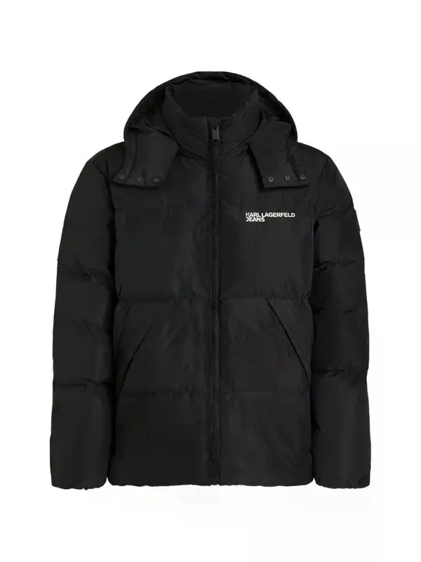Karl Lagerfeld Logo-print Hooded Puffer Jacket - Black