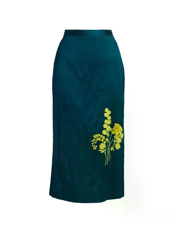Erdem Embroidered Textured Midi Skirt