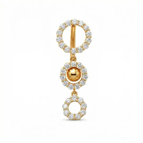 Zahav Jewelry 14k Solid 14g Cascading Dangle Belly Ring