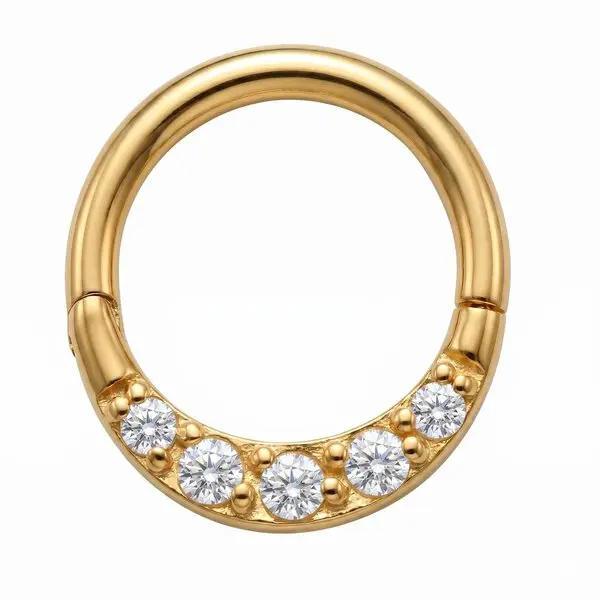 Zahav Jewelry 10k Solid Clicker Hoop With Cubic Zirconia - Gold