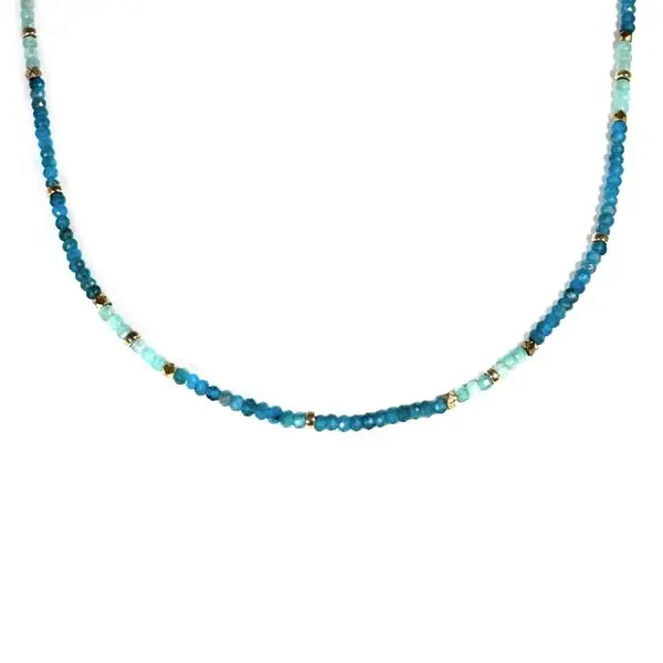 Rachel Nathan Blue / Gold Mini Beaded: Apatite & Amazonite Necklace