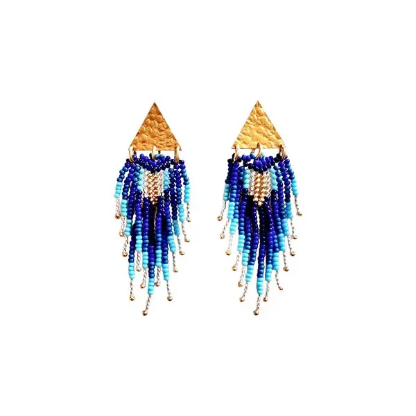 ILIANA ARRAZOLA Beaded Triangle Fringe Earrings
