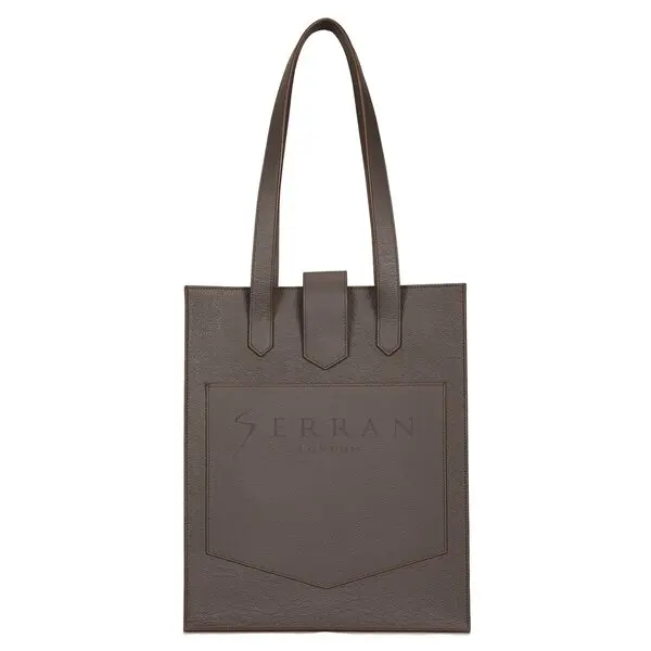 SERRAN LONDON Leather Tote Bag Chocolate - Brown