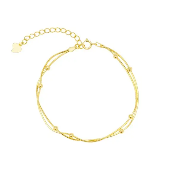 SPERO LONDON Italian Fine Sterling Silver Double Satellite Chain Bracelet - Gold