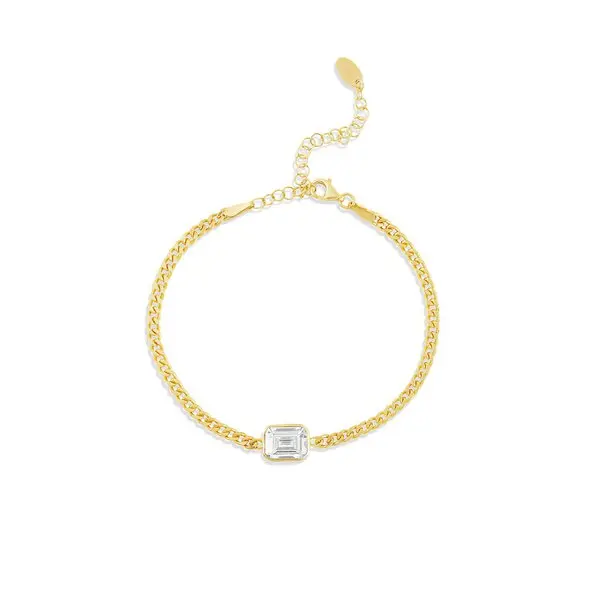 SHYMI Fancy Shape On A Curb Chain Bracelet Emerald
