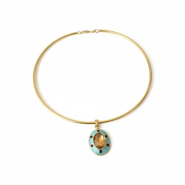 BY VIRGO Gemma Blu Choker Necklace - Blue/yellow