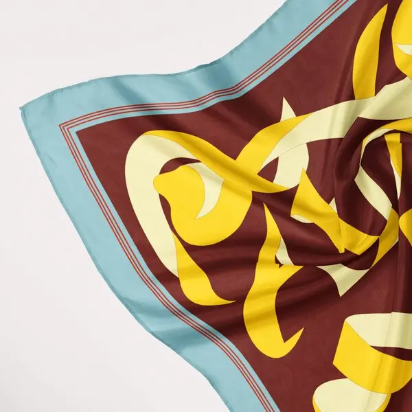 ALAS Brown / Yellow Bandana Silk Scarf Apeel - Brown/yellow