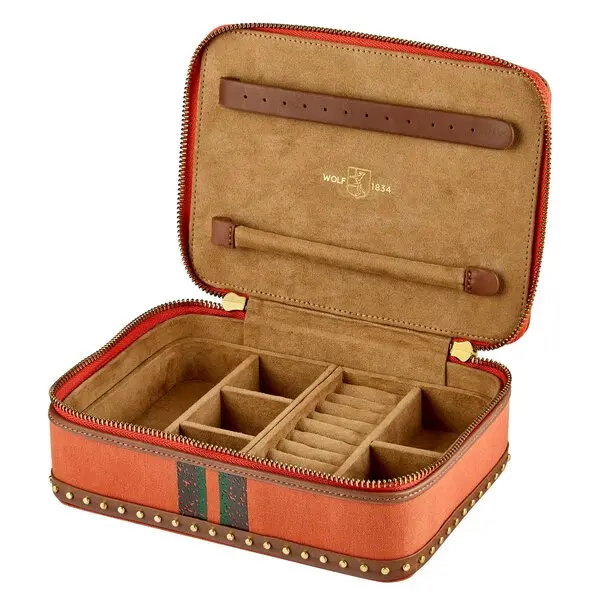 Wolf Orange / Brown Ida Travel Zip Jewellery Case Orange - Orange/brown