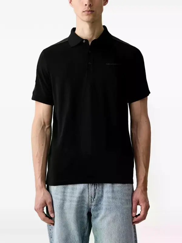 Karl Lagerfeld Logo-print Tape-detail Polo Shirt - Black