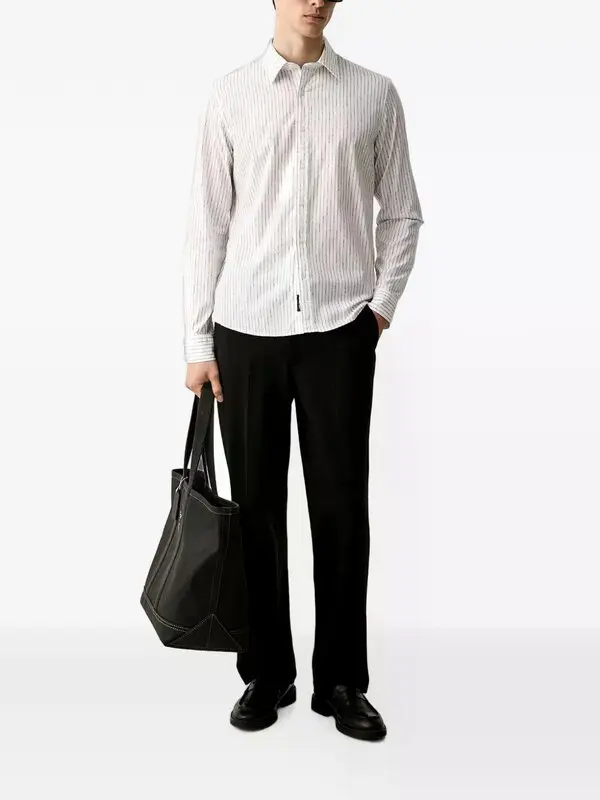 Michael Kors Logo Pinstripe Stretch Cotton Shirt - White