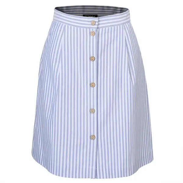 SMART AND JOY Striped Short Skirt Buttoned - Blue