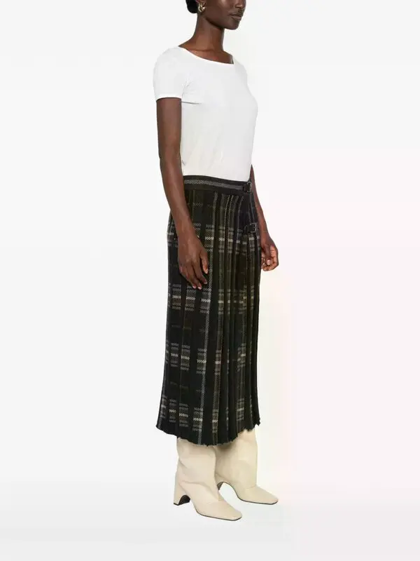 Eric Bompard Tartan-pattern Pleated Midi Skirt