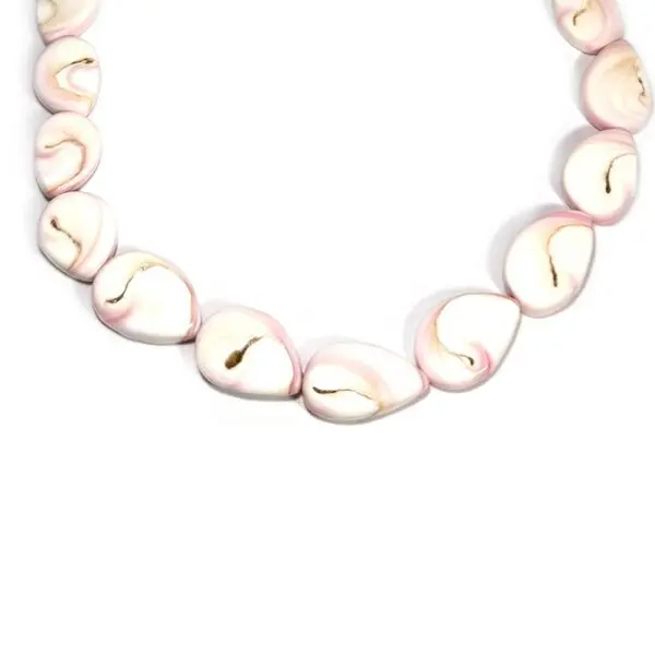 Rachel Nathan White / Pink / Gold Queen Conch & Seashell Lei Necklace