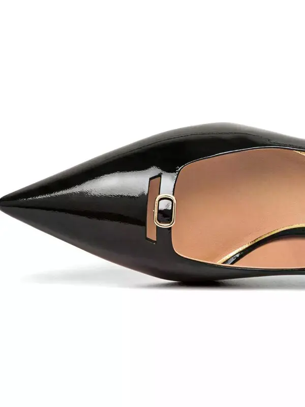 Santoni Patent Leather Buckle Detail Pumps