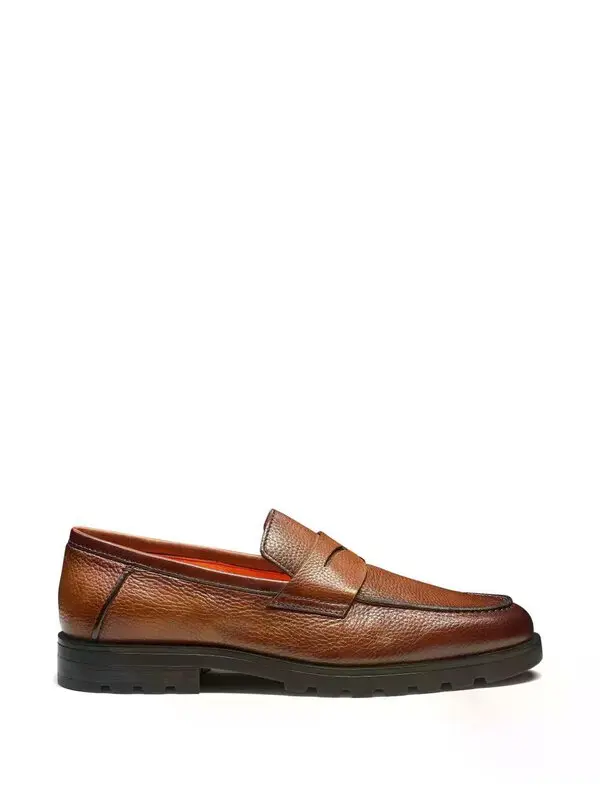 Santoni Leather Penny Loafers