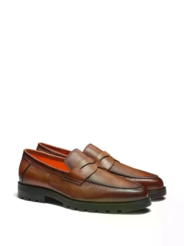 Santoni Leather Penny Loafers