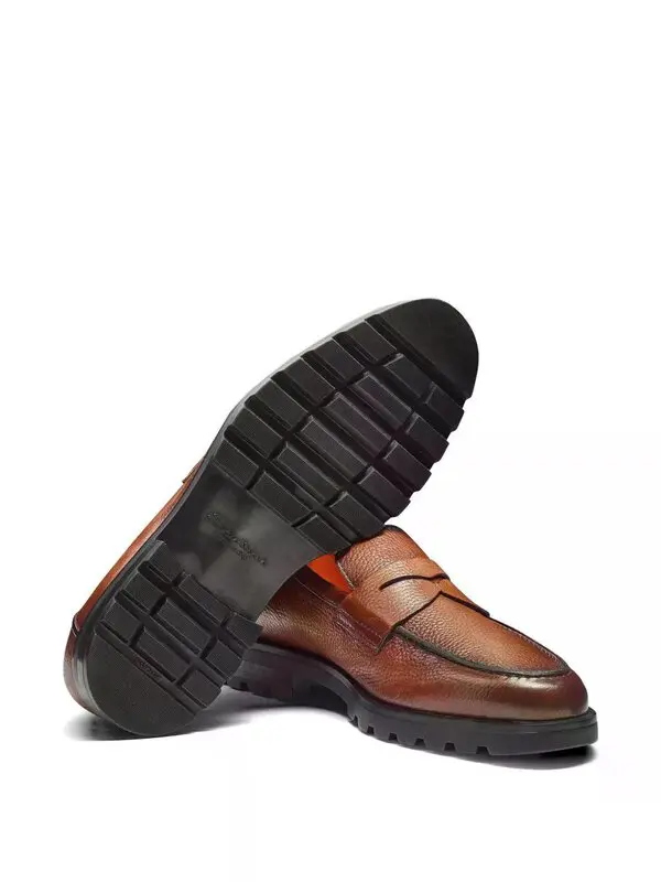 Santoni Leather Penny Loafers