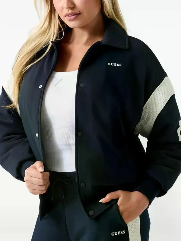Guess Embroidered Logo Bomber Jacket - Blue