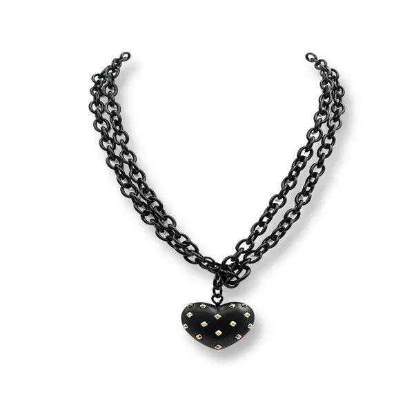 MICHAEL NASH JEWELRY Ophelia Matte Resin Studded Heart Pendant - Black