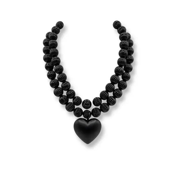 MICHAEL NASH JEWELRY Amour Matte Heart Necklace - Black