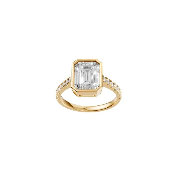 AYA FINE JEWELRY Minimalist Emerald Cut Lab Diamond Engagement Ring In 10k Gold - Yellow