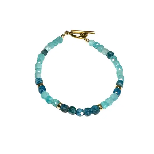 Rachel Nathan Blue / Gold Slim: Apatite & Amazonite Bracelet
