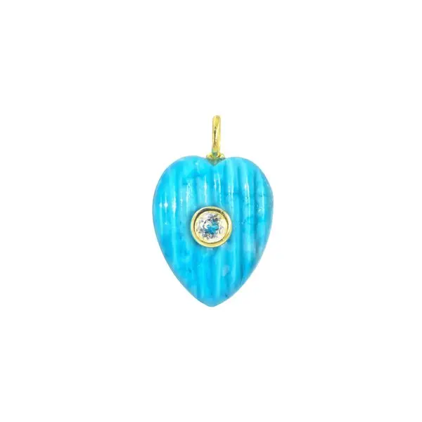 KAMARIA Turquoise Howlite Gemstone Pendant With Topaz Heart - Blue