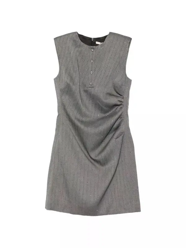 Maje Herringbone-pattern Sleeveless Mini Dress - Grey