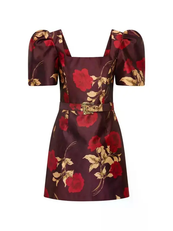Rebecca Vallance Melora Short Sleeve Mini Dress With Puff Sleeves And Belted Waist In Floral Print
