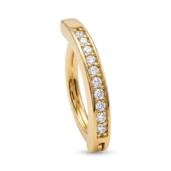 Zahav Jewelry 10k Solid Yellow Cubic Zirconia Clicker Hoop - Gold