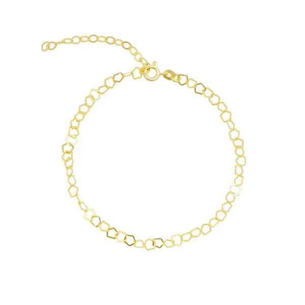 SPERO LONDON Pentagon Geometric Sterling Silver Link Bracelet & Anklet - Gold